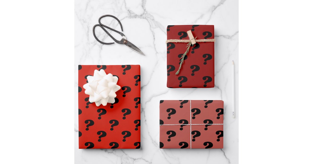 Red & Black Cute Gift Wrapper (Question Mark) Wrapping Paper Sheet | Zazzle