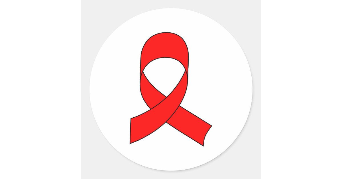 Red Ribbon Drawing Classic Round Sticker | Zazzle