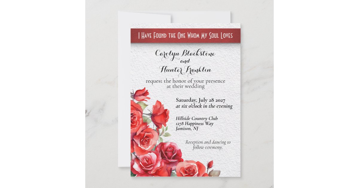 Red Roses Song of Solomon Wedding Invitation | Zazzle