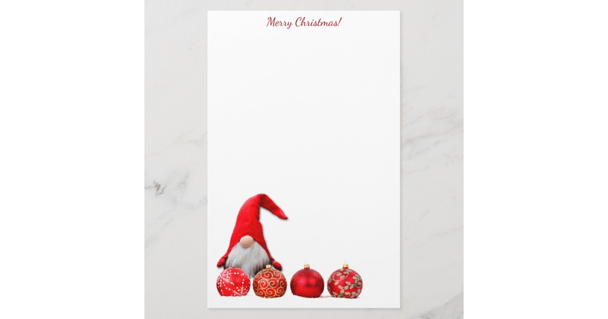 Red Santa Gnome Christmas Stationery | Zazzle