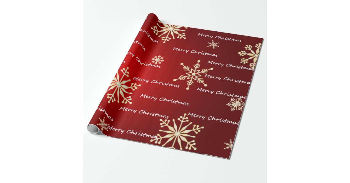 Red snowflake Christmas wrapping paper | Zazzle