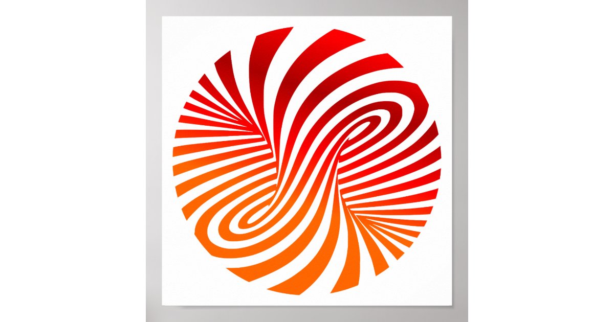 Red & White Vortex Pattern - Optical Illusion Poster | Zazzle