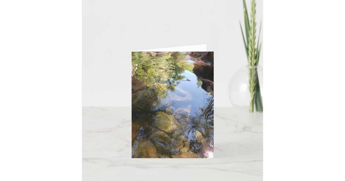 refleted sky and lush greenery greeting card | Zazzle