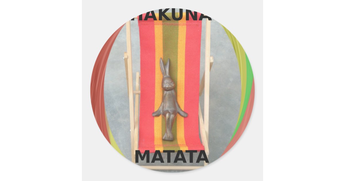 Relaxing Rabbit Hakuna Matata Vector Artwork Classic Round Sticker | Zazzle