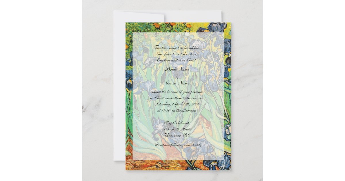 Religions wedding, Vincent van Gogh,Irises Invitation | Zazzle