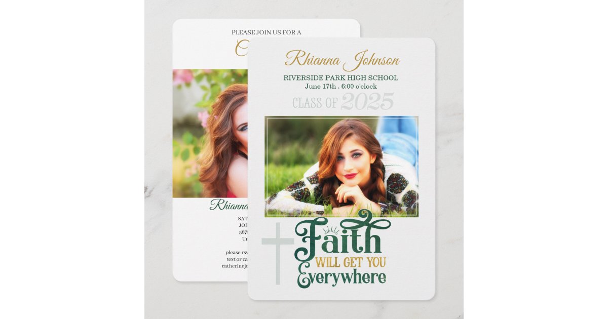 Religious Christian Class of 2025 Photo Graduation Invitation | Zazzle