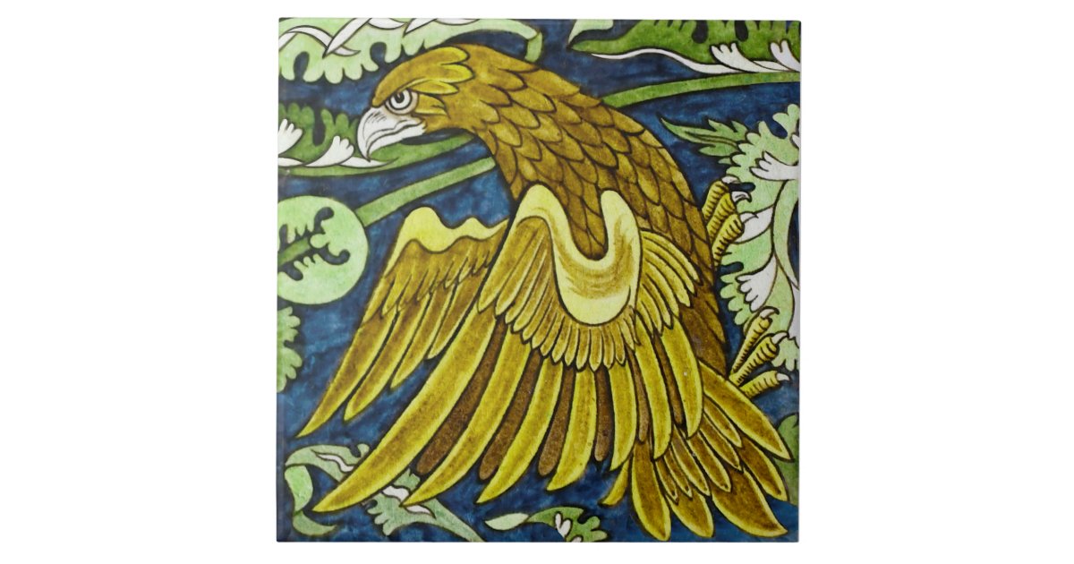 Repro Antique Wm De Morgan Golden Eagle Tile | Zazzle