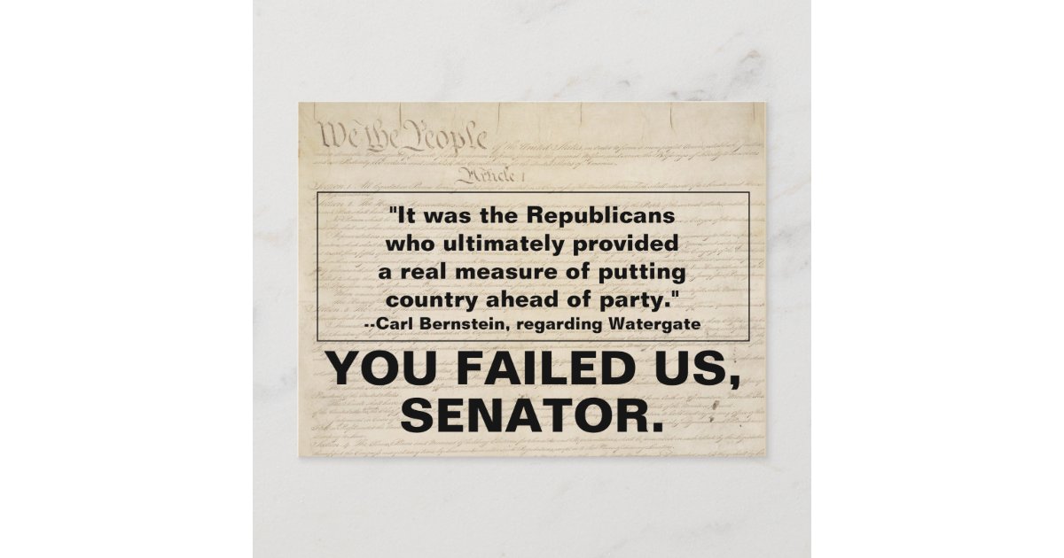Republicans Senator Have to Put Country Over Party Invitation Postcard ...