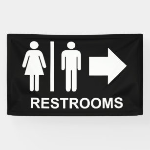 Restroom Sign With Arrow