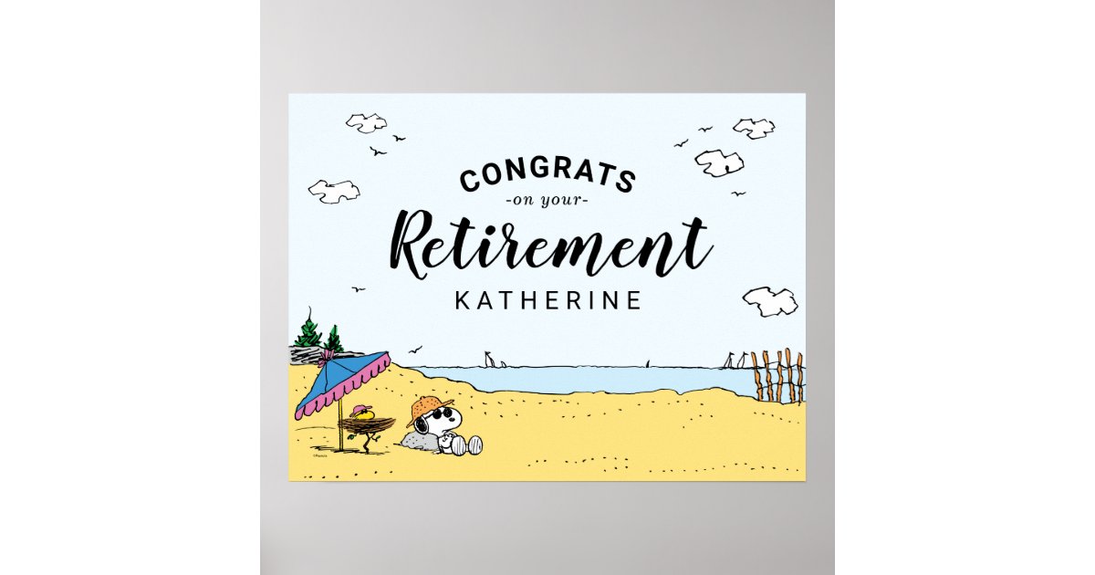 Retirement Party | Snoopy & Woodstock on the Beach Poster | Zazzle