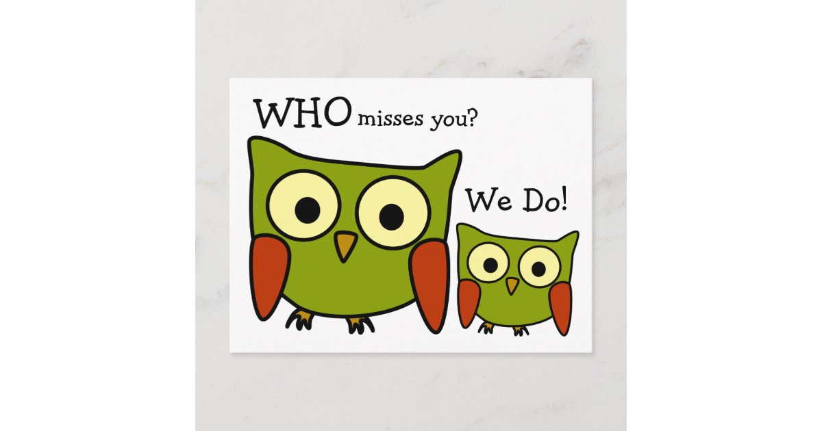 Retro 1960's Owl Miss You Postcard | Zazzle