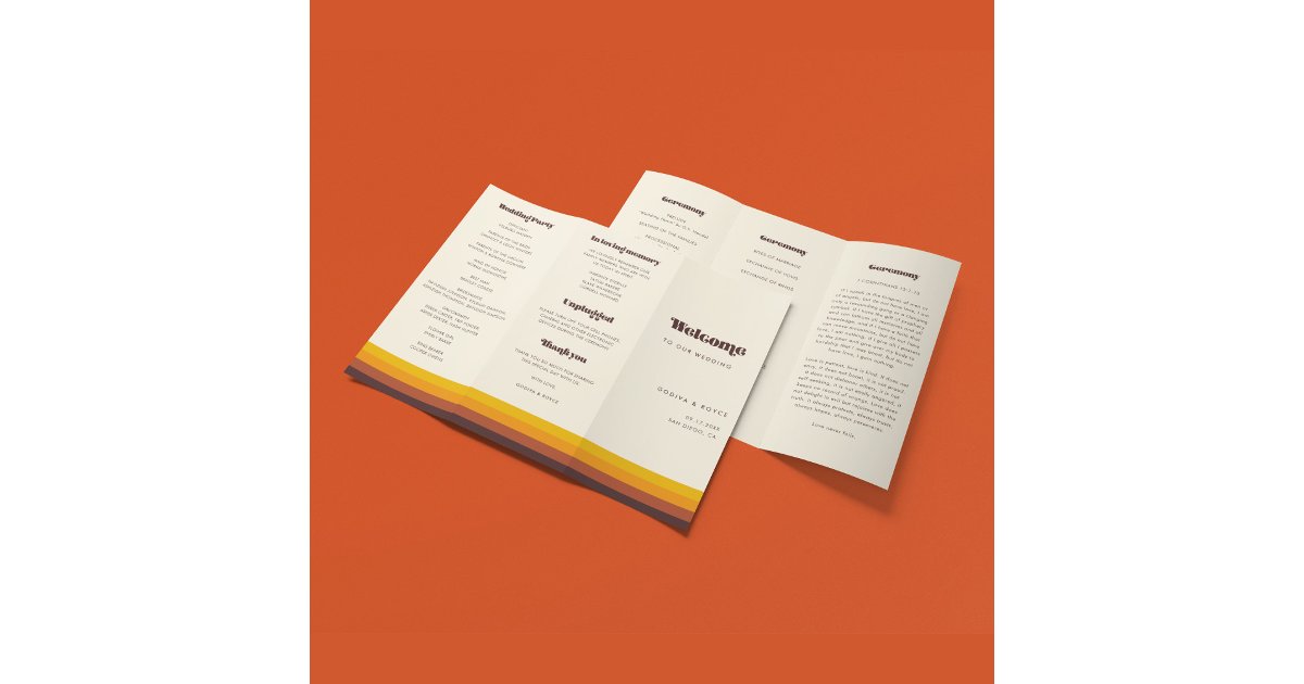 Retro 60s Vintage Trifold Wedding Program | Zazzle
