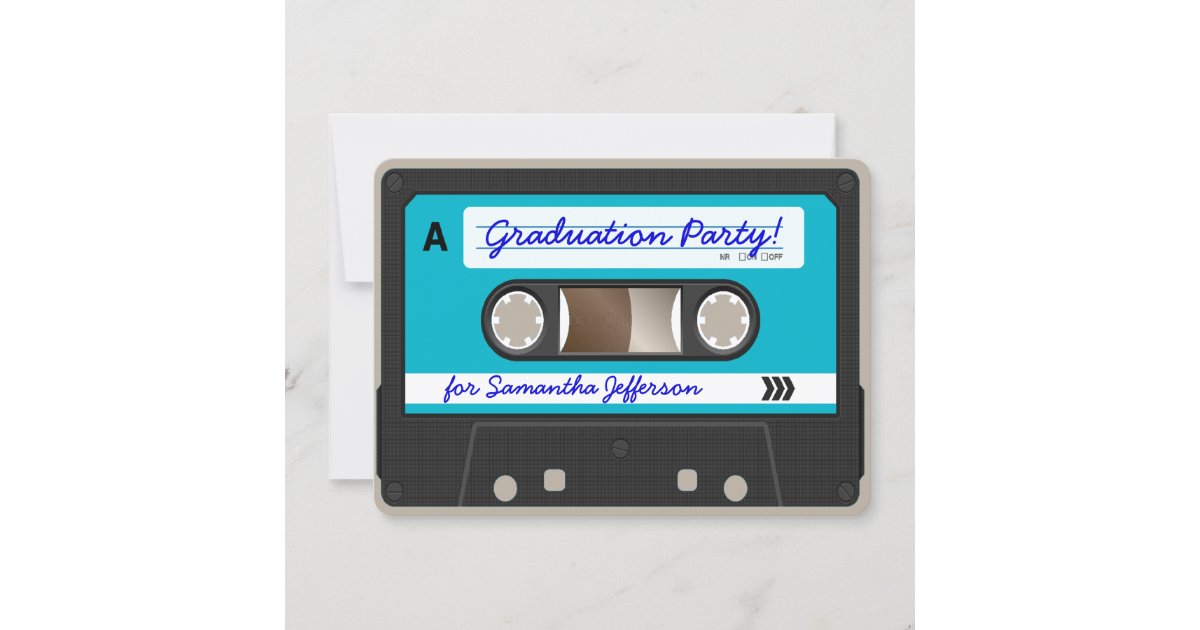 Retro 80's Cassette Tape Graduation Party Invitation | Zazzle