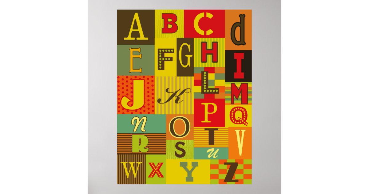 retro alphabet design. Vintage illustration Poster | Zazzle