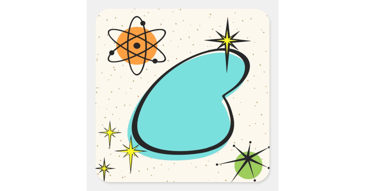 Retro Atomic Boomerang and Starbursts Sticker | Zazzle