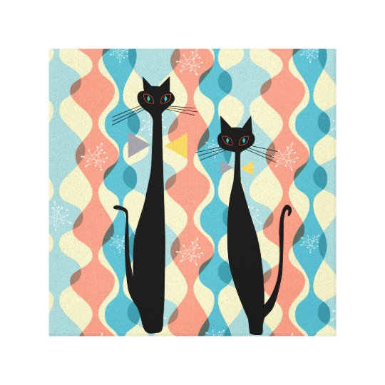 Retro Atomic Era MCM Cool Cat Canvas v2 | Zazzle.ca