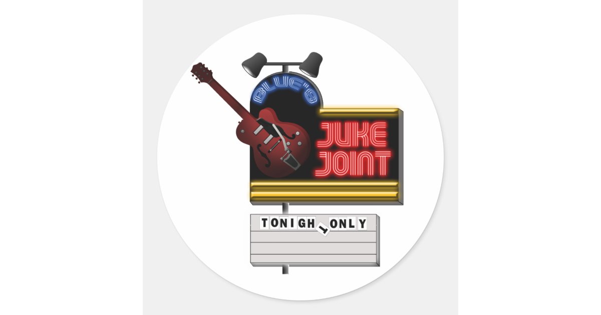 Retro Blues Juke Joint Classic Round Sticker | Zazzle