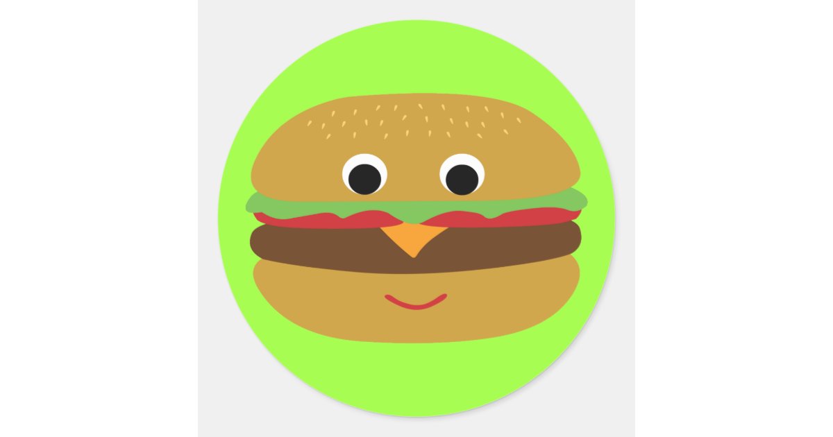 Retro Cheeseburger Classic Round Sticker | Zazzle