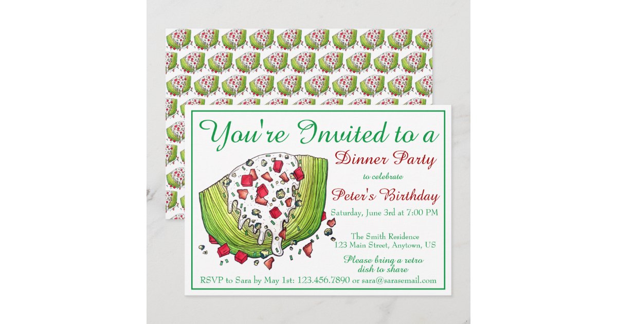Retro Dinner Party Iceberg Lettuce Wedge Salad Invitation | Zazzle