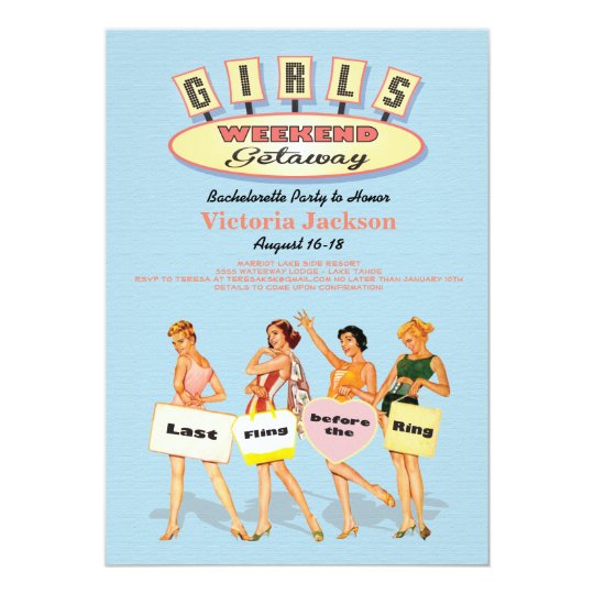 Retro Girls Weekend getaway Invitations | Zazzle.ca