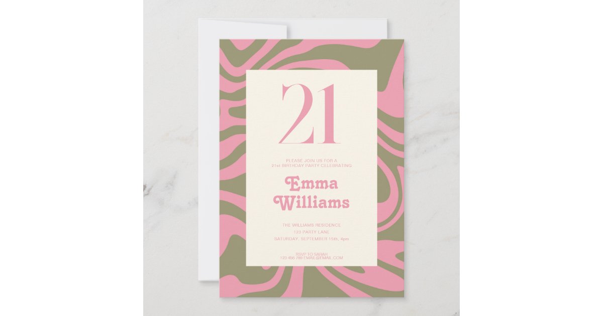 Retro Groovy 21st Birthday Party Invitation | Zazzle