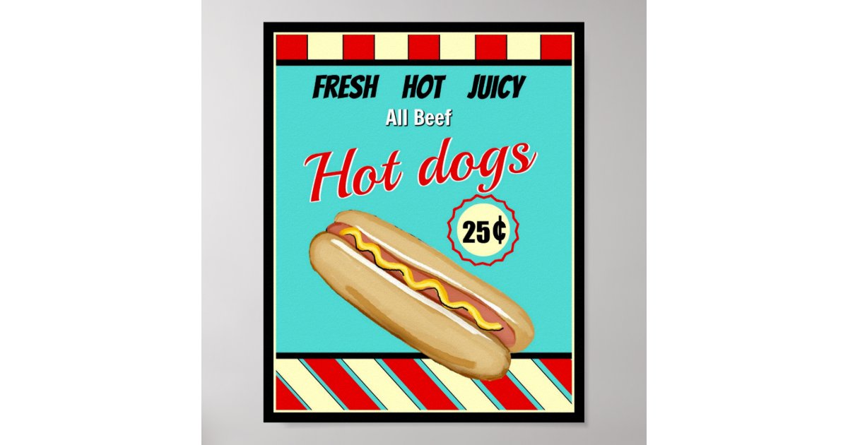 Retro Hot Dog Sign | Zazzle