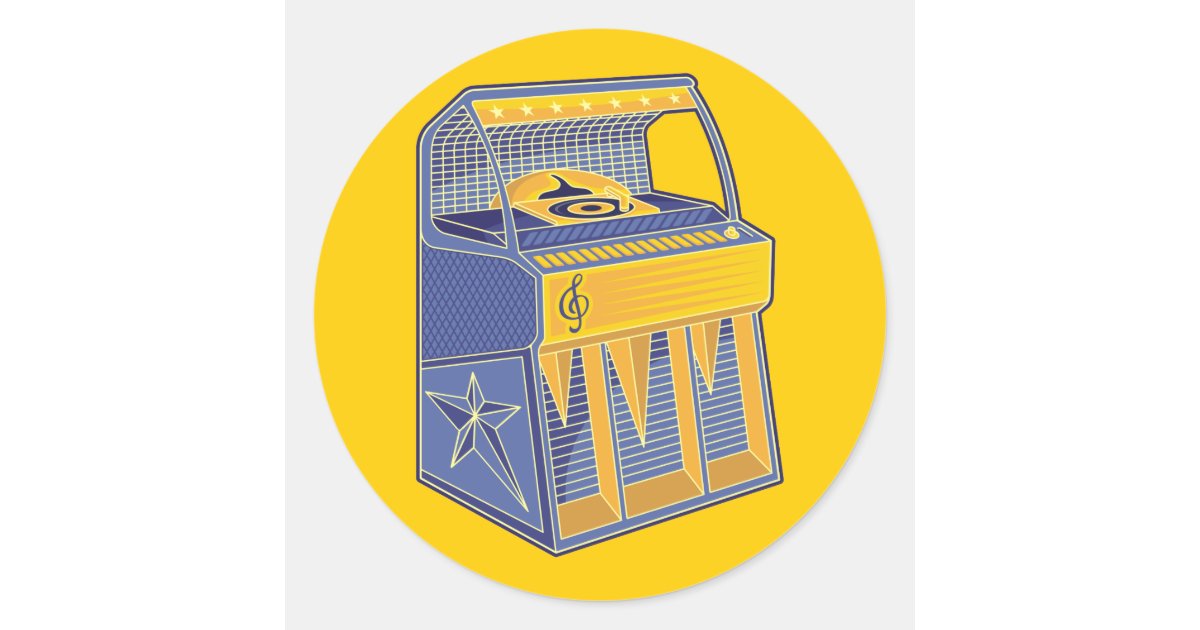 Retro Jukebox Classic Round Sticker | Zazzle