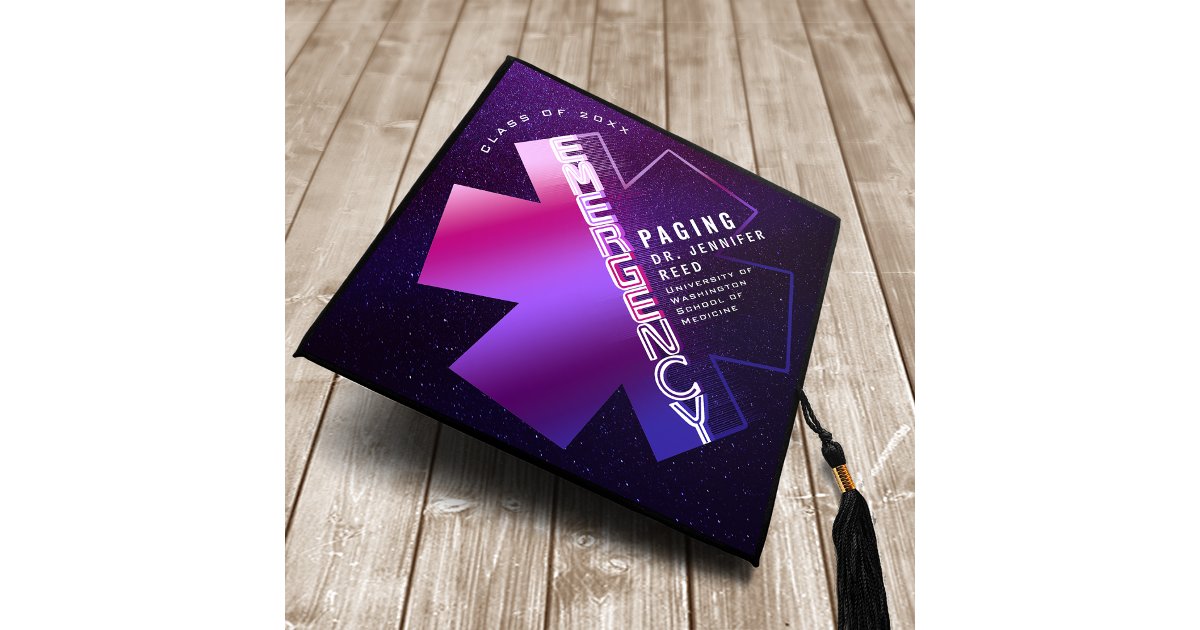 Retro Neon Graduation Medical Student Graduation Cap Topper | Zazzle
