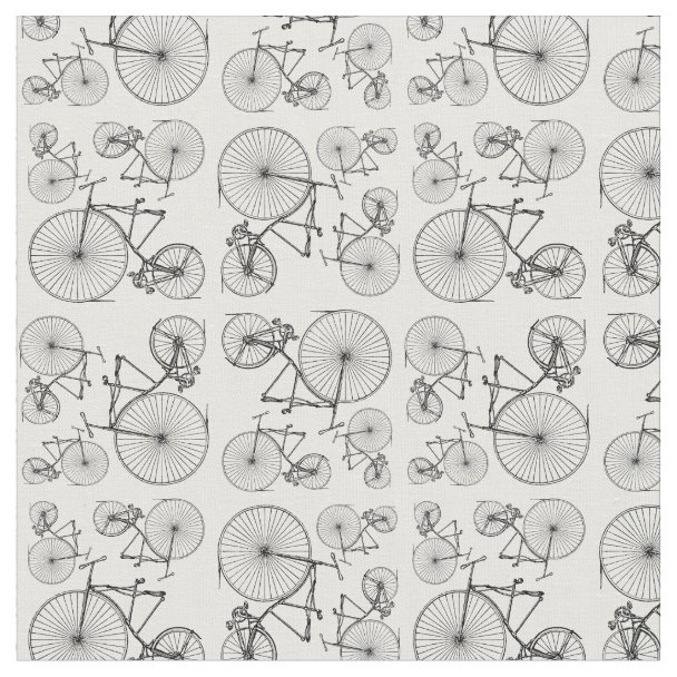 Vintage Velocipede Bicycles Retro Bike Art Pattern Fabric | Zazzle