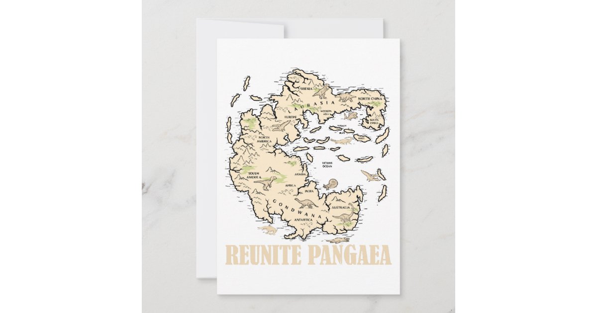 Reunite Pangaea World map History Funny Geology Gi Invitation | Zazzle