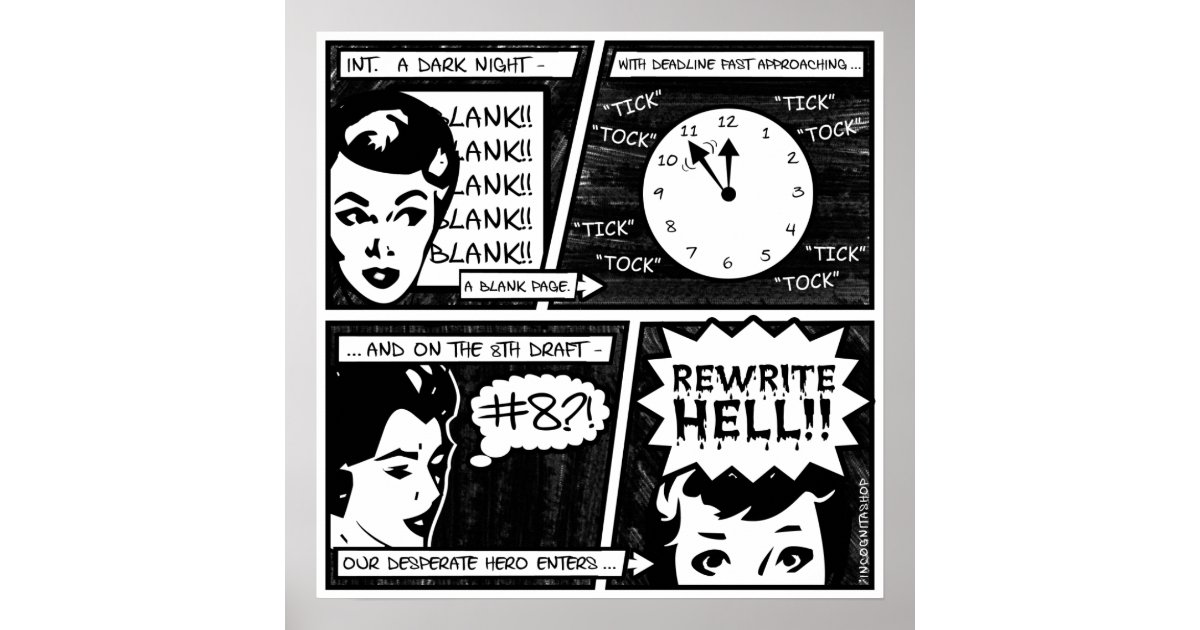 Rewrite Hell Comic Strip Poster | Zazzle