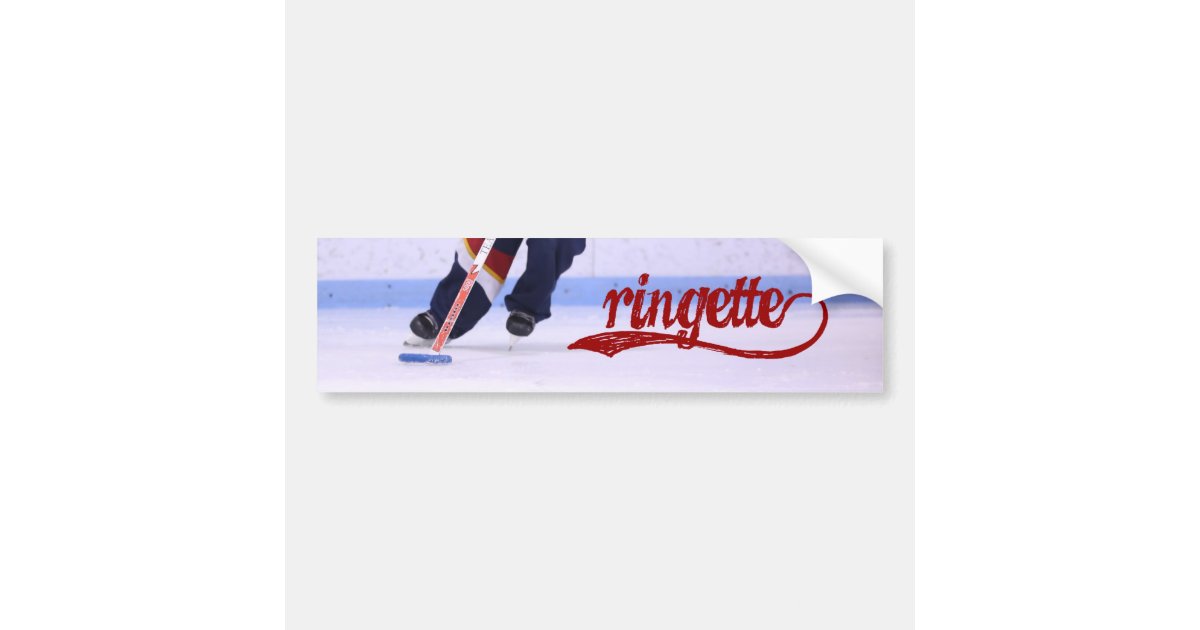 Ringette Bumper Sticker (red writing) | Zazzle