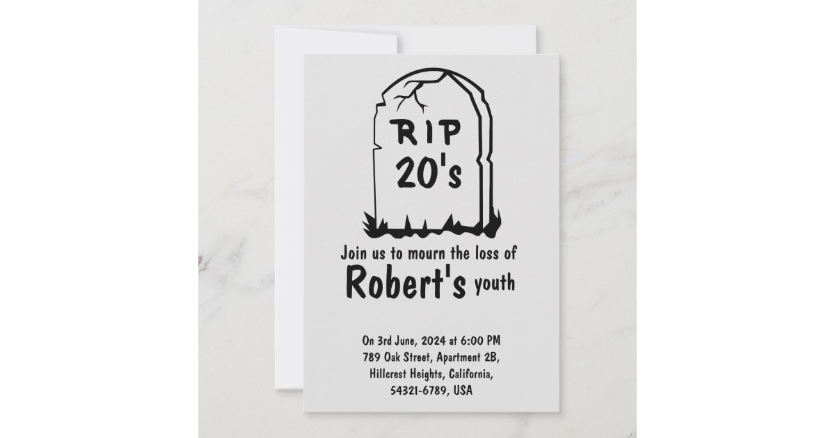 Rip 20's funny 30th birthday invitation | Zazzle