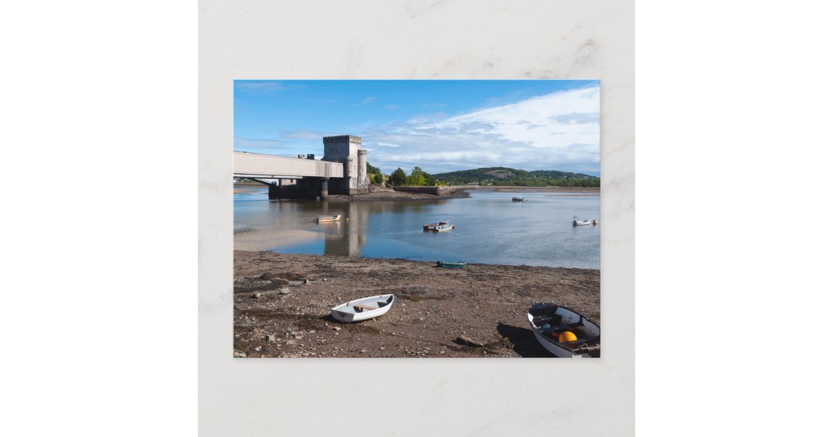 River Conwy Rail Bridge and Tower Postcard | Zazzle