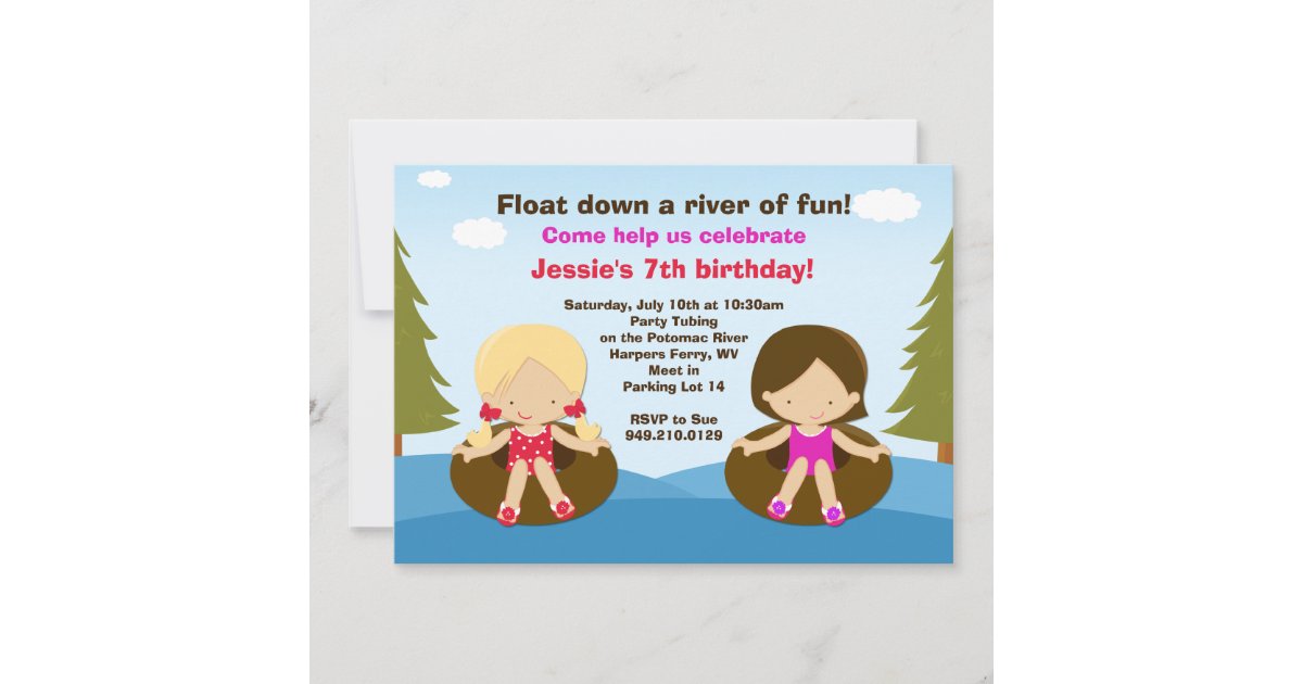 River Tubing Birthday Party Invitation | Zazzle