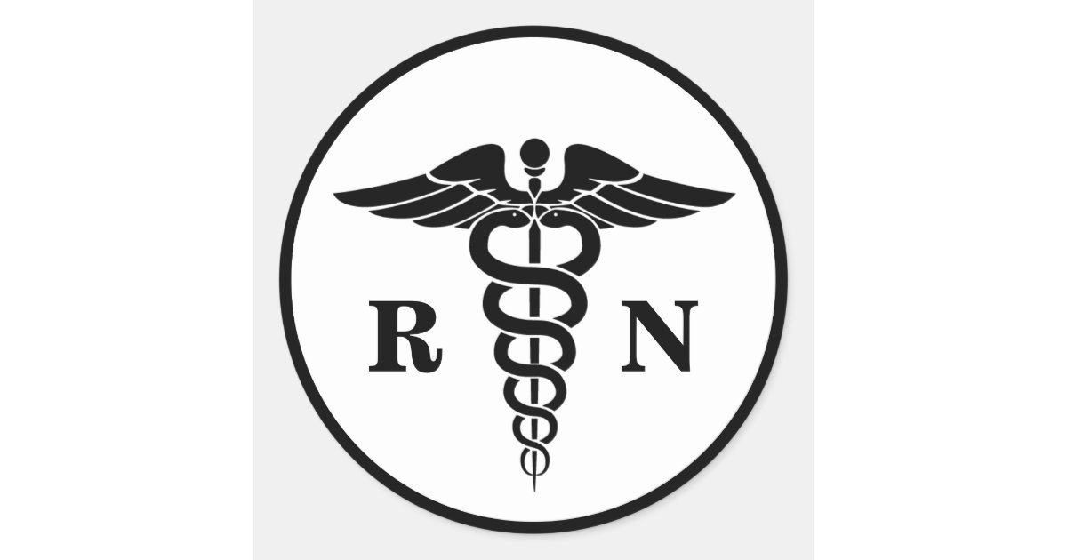RN Nurse Caduceus Symbol Classic Medical Classic Round Sticker | Zazzle