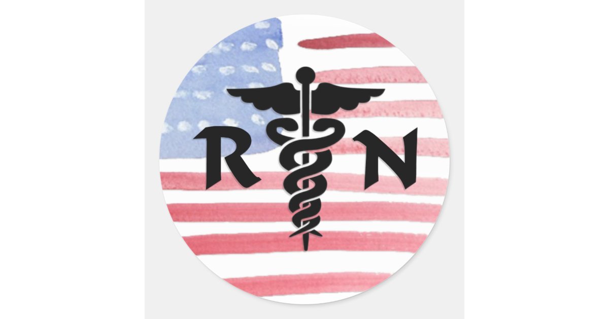 RN Nurses Medical Symbol Classic Round Sticker | Zazzle