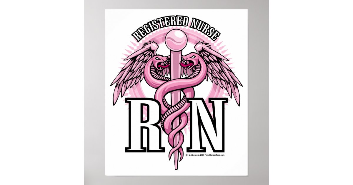 RN Pink Caduceus Poster | Zazzle