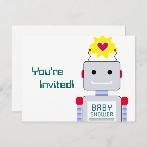 Robot Baby Shower Postcard Invitations | Zazzle