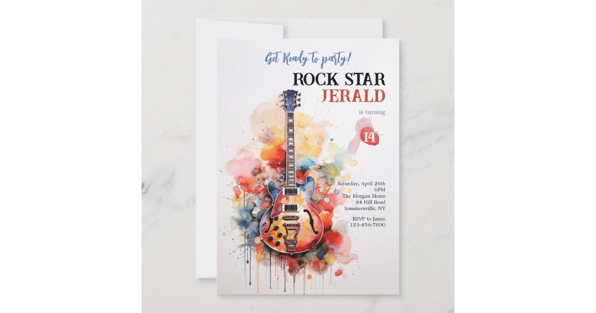 Rock Star Electric Guitar Invitation | Zazzle