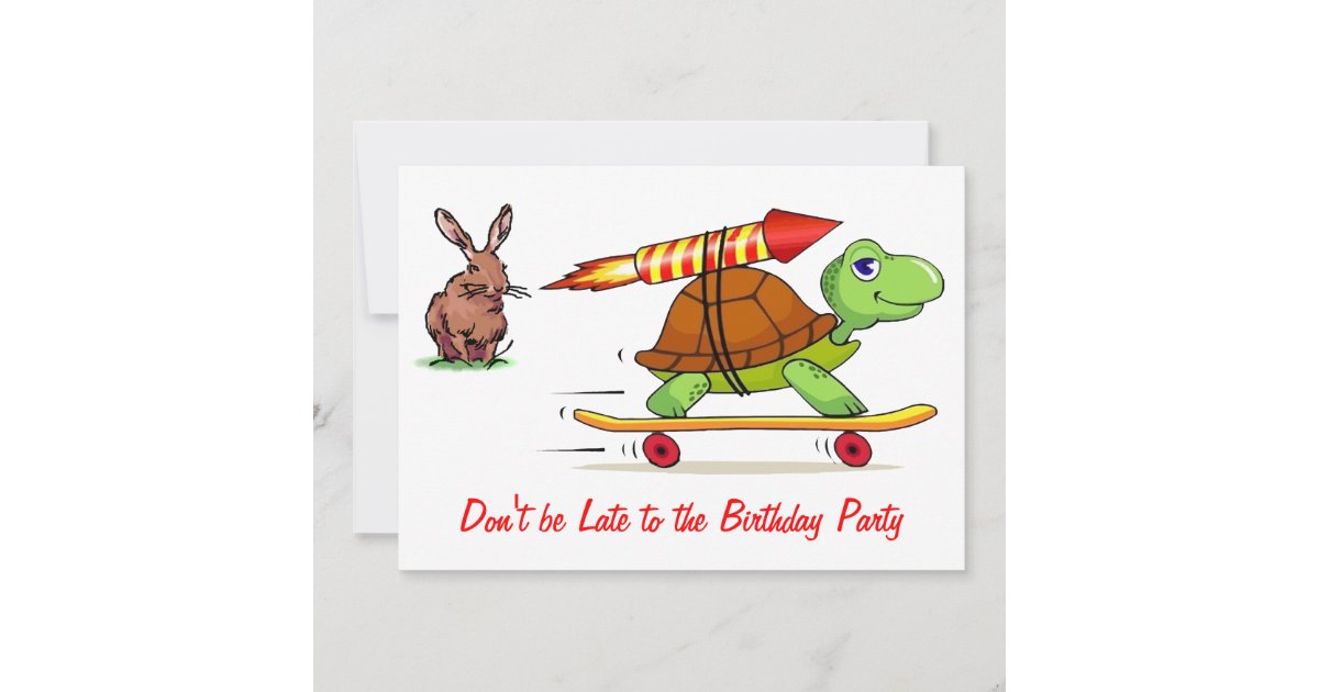 Rocket Propelled Tortoise and Hare Birthday Party Invitation | Zazzle