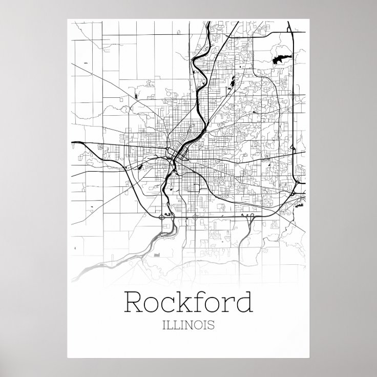 Rockford Map - Illinois - City Map Poster | Zazzle