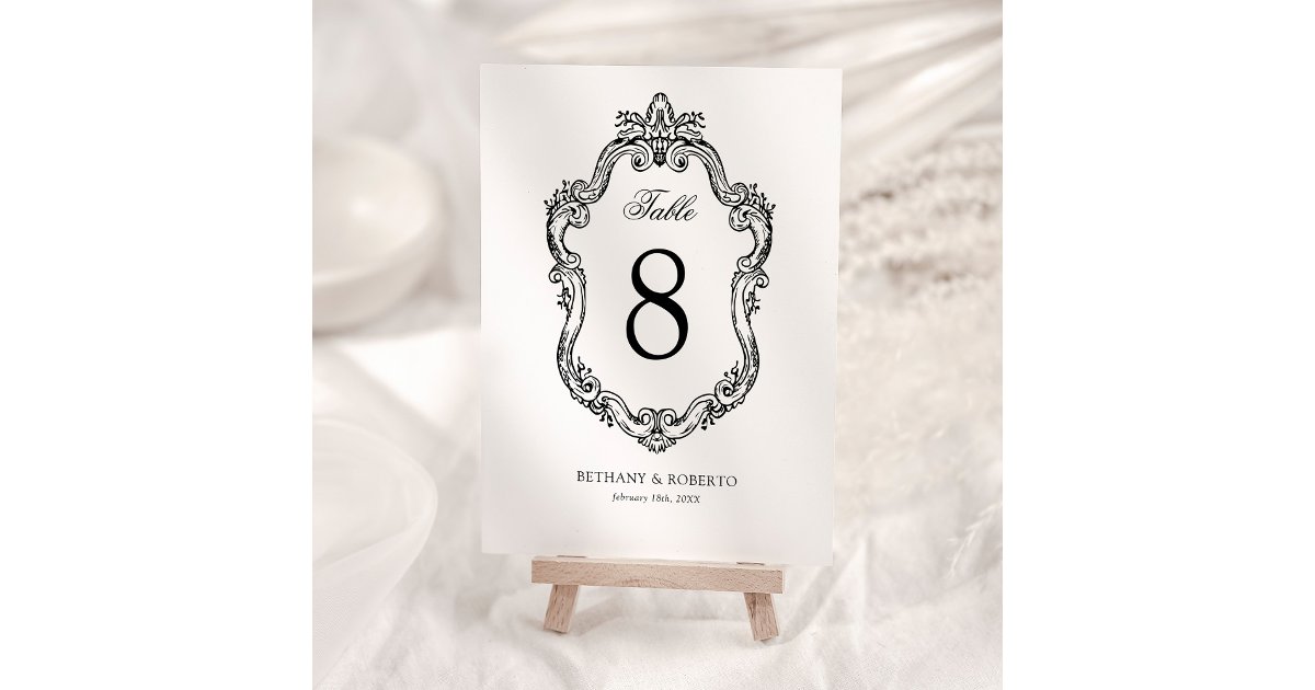Rococo Vintage Wedding Table Number | Zazzle