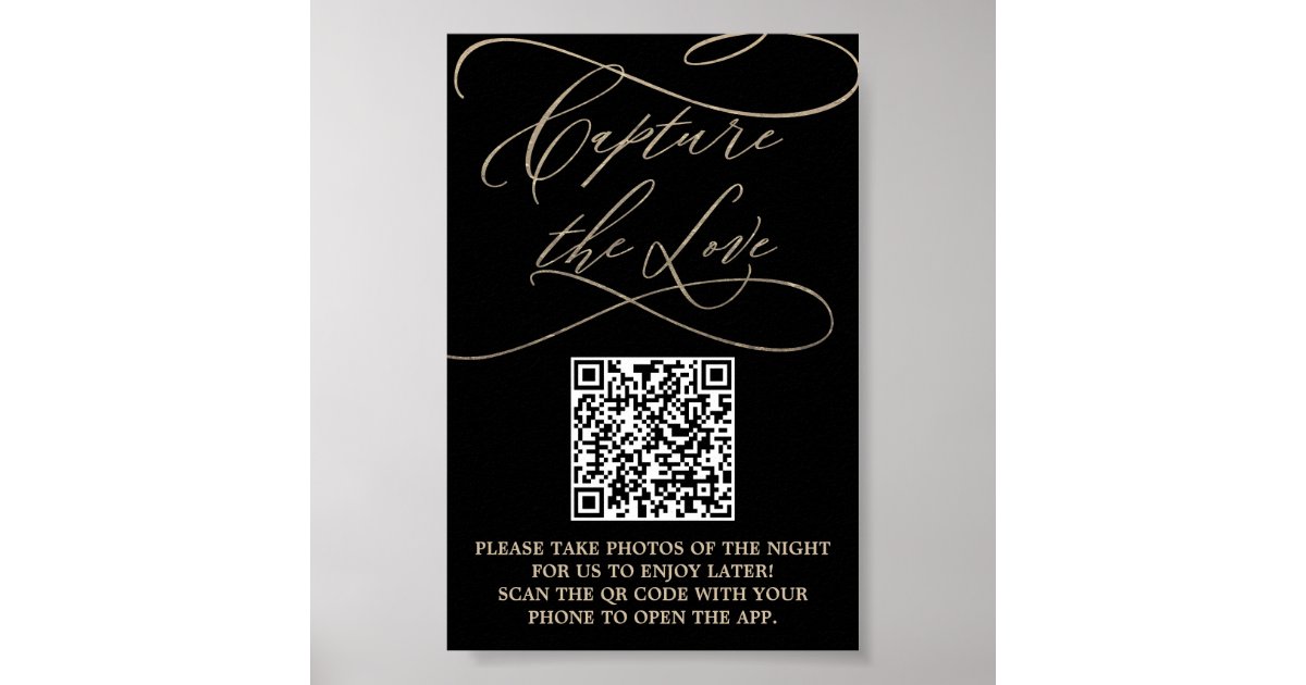 Romantic Gold and Black QR Code Capture the Love P Poster | Zazzle