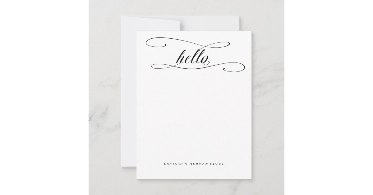 Romantic Hello Calligraphy Personalized Stationery Card | Zazzle