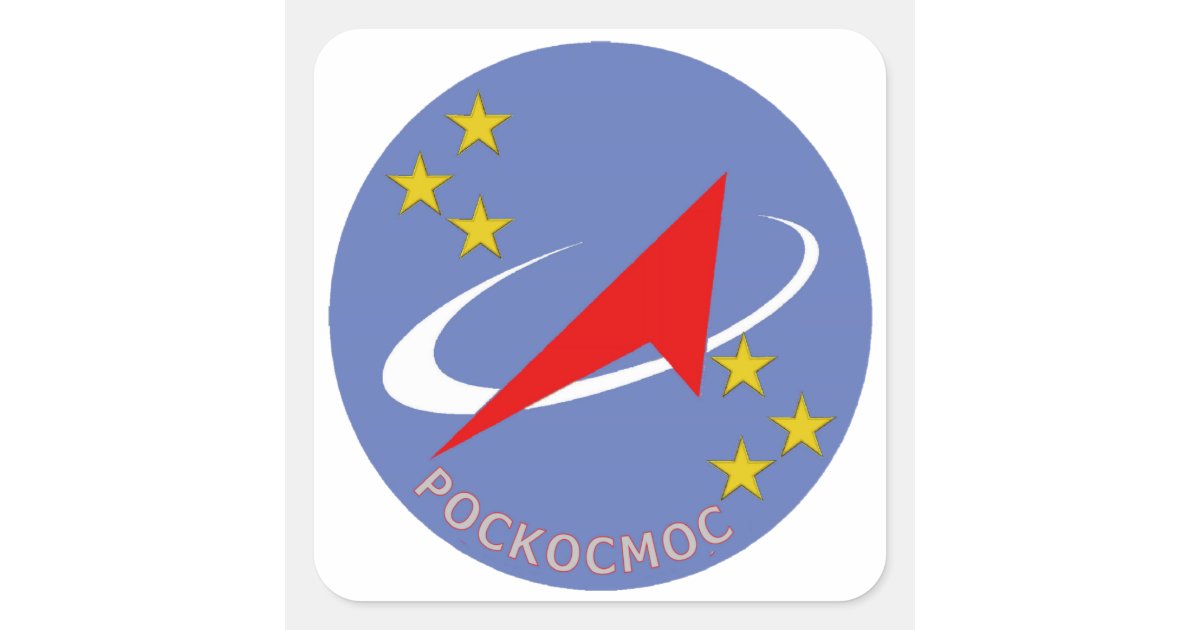 Roscosmos Flight Logo Round Square Sticker | Zazzle