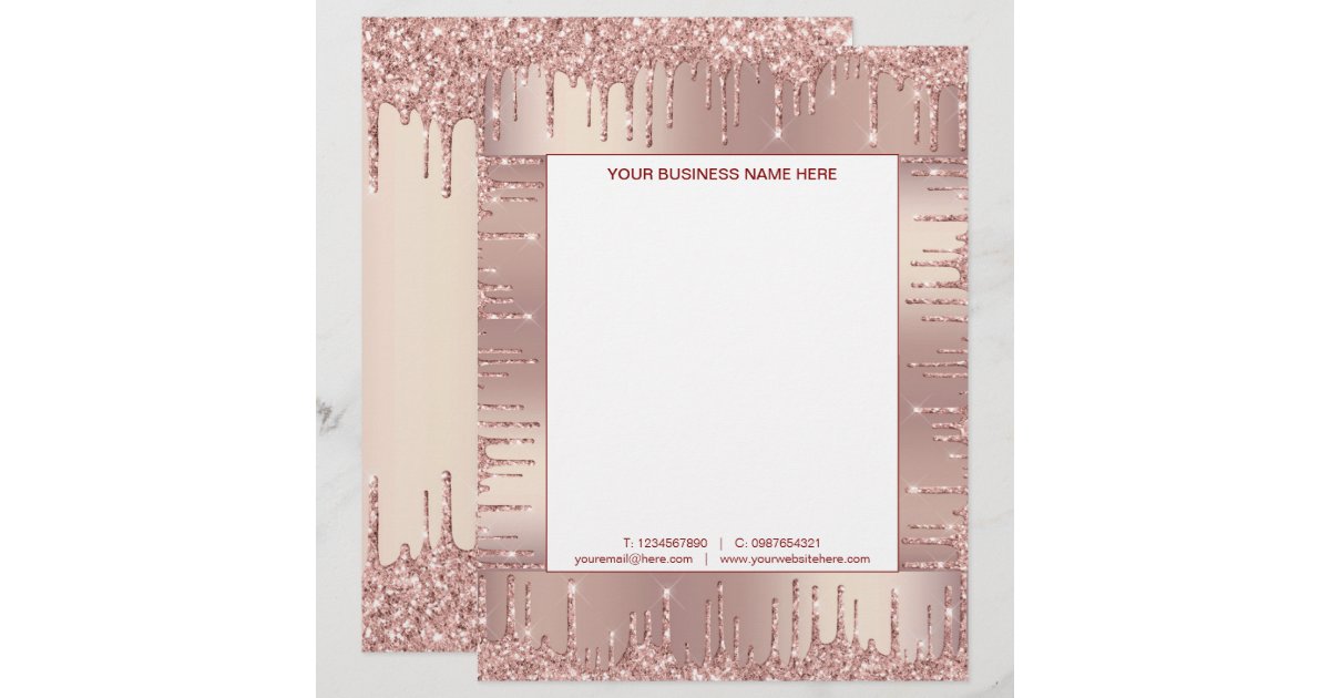 Rose Gold Glitter Business Letterhead Template | Zazzle