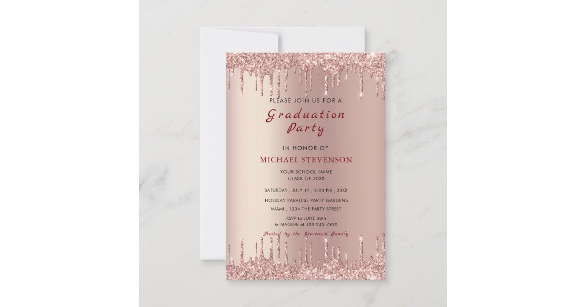 Rose Gold Graduation Invitation Design Your Own | Zazzle
