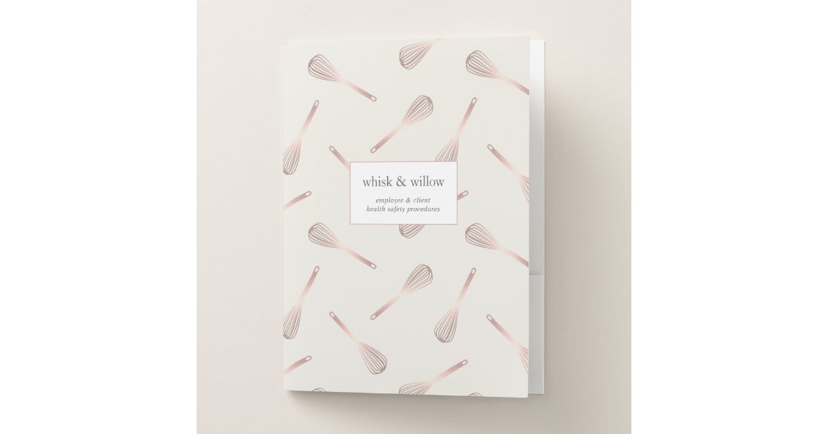 Rose Gold Whisk Employee & Client Safety Procedure Pocket Folder | Zazzle