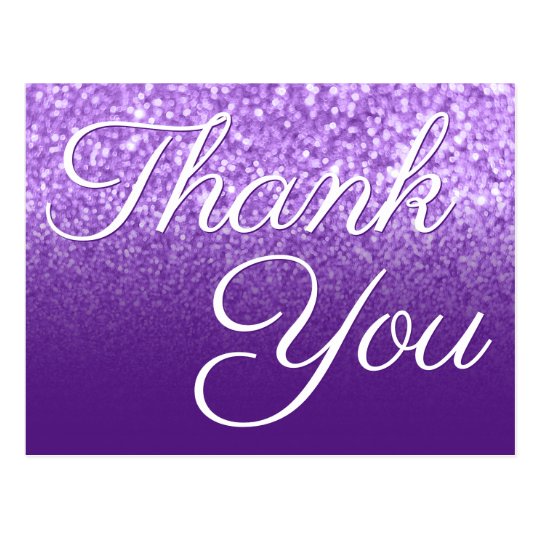 Royal Purple Ombre Bokeh Glitter Thank You Postcard | Zazzle.ca